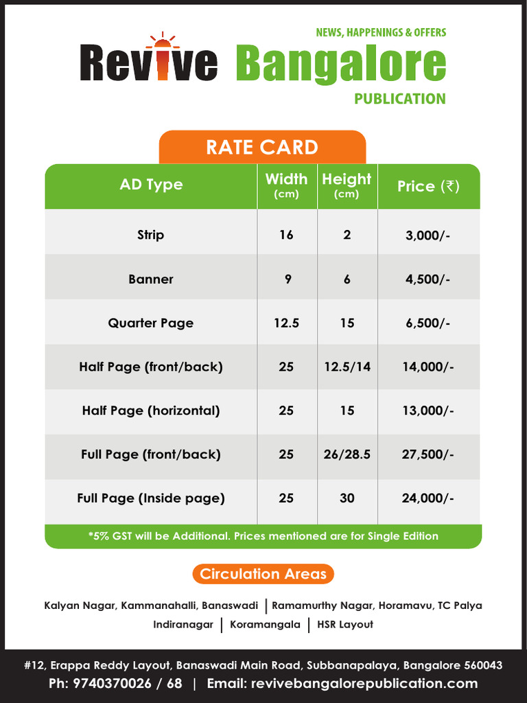 Rate Card - 2022 | PDF