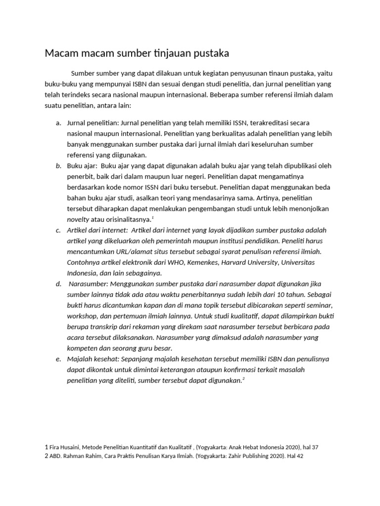Macam macam sumber tinjauan pustaka-2 | PDF