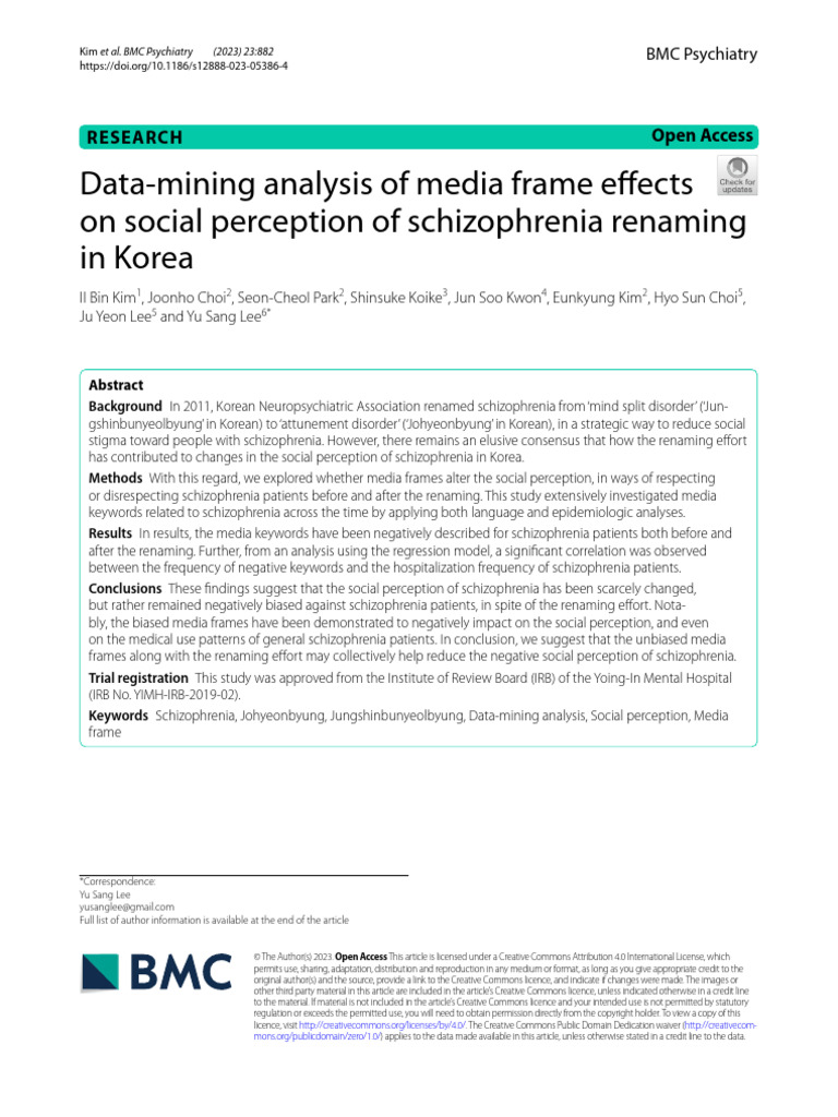 Data Mining Analysis Of Media Pdf Schizophrenia Mental Disorder