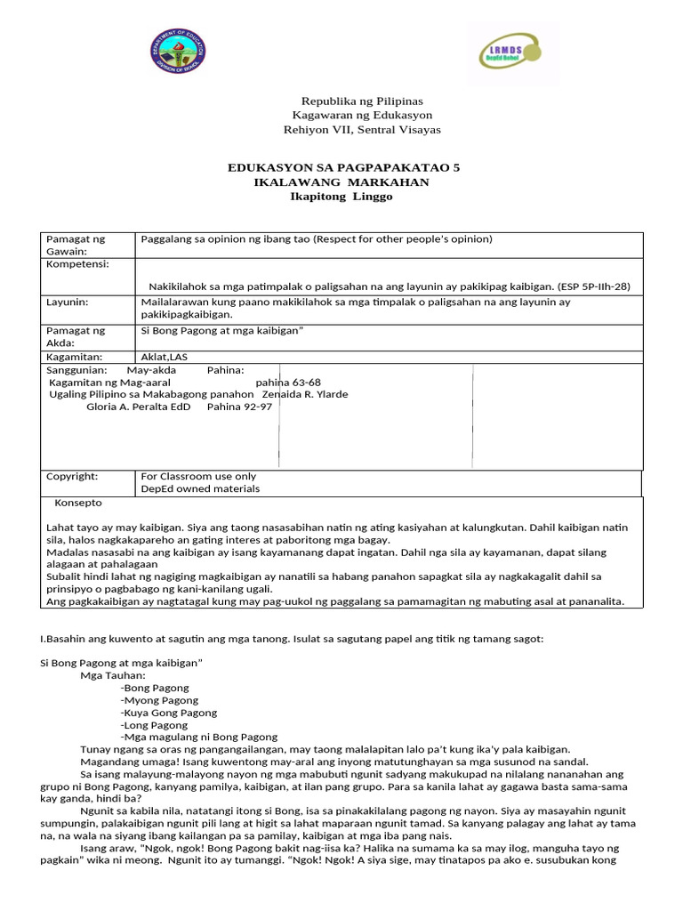 Esp Q2 Las-Wk7 | PDF