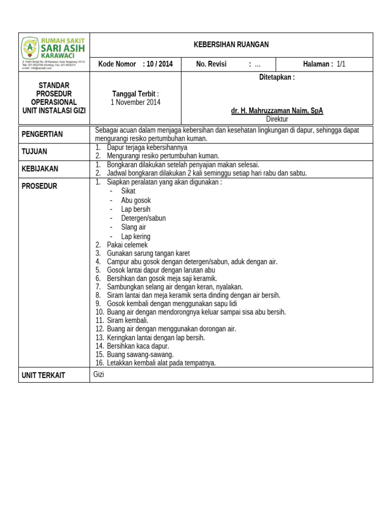 Kebersihan Ruangan | PDF