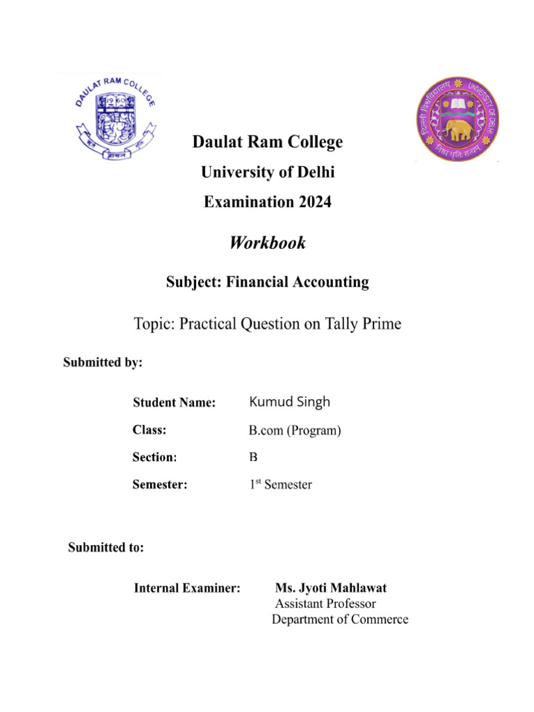 Cover Page For Tally Practical - PDF - 20241222 - 163010 - 0000 | PDF