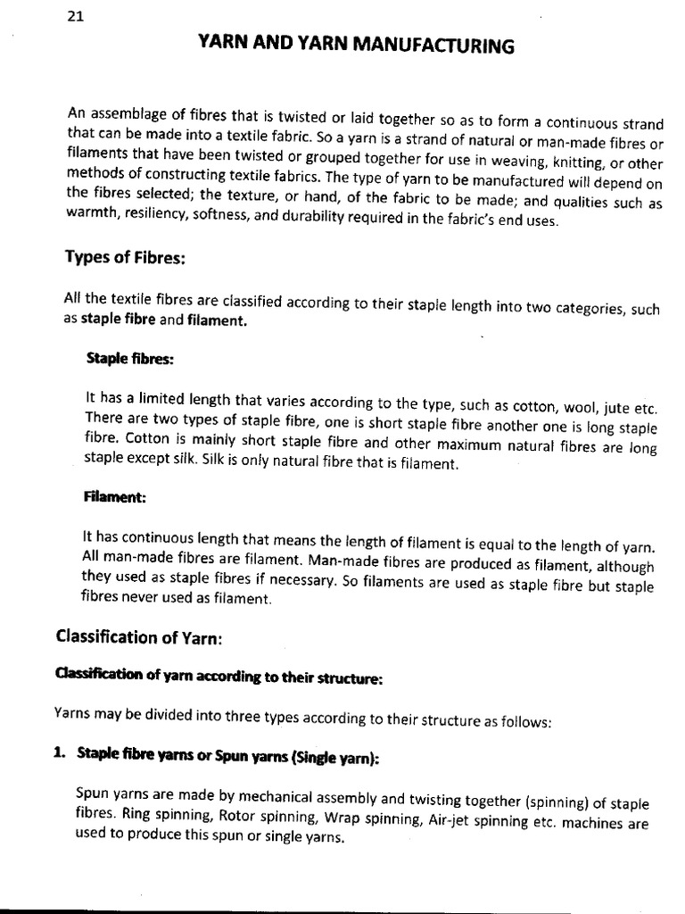 Yarn and Yarn Manufacturing | PDF | Yarn | Spinning (Textiles)