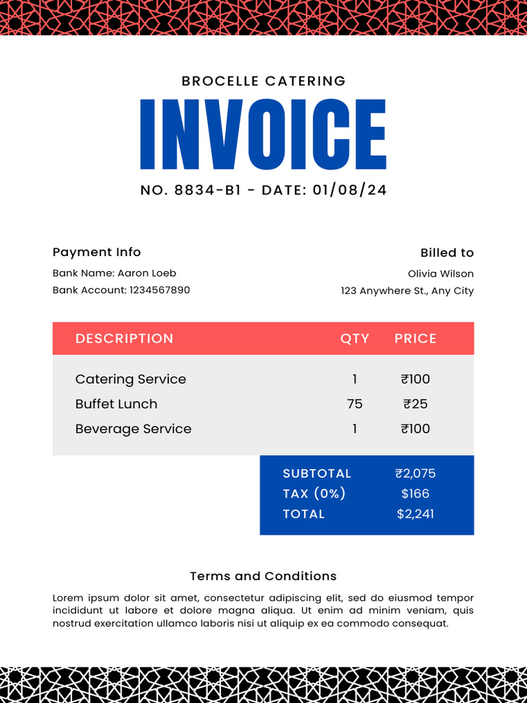 Brocelle Catering Invoice #8834-B1 | PDF