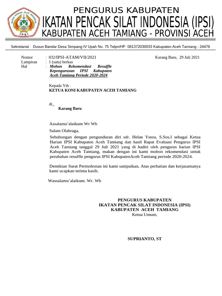 Surat Rekom - Ipsi | PDF