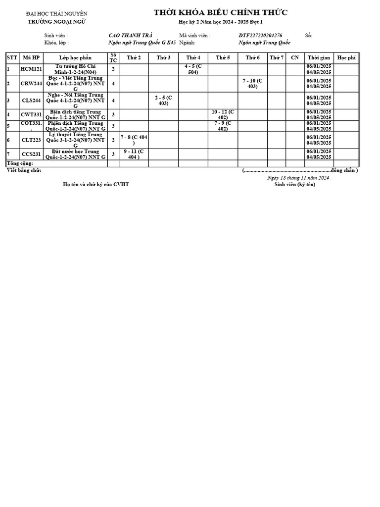 Student Time Table 3 | PDF