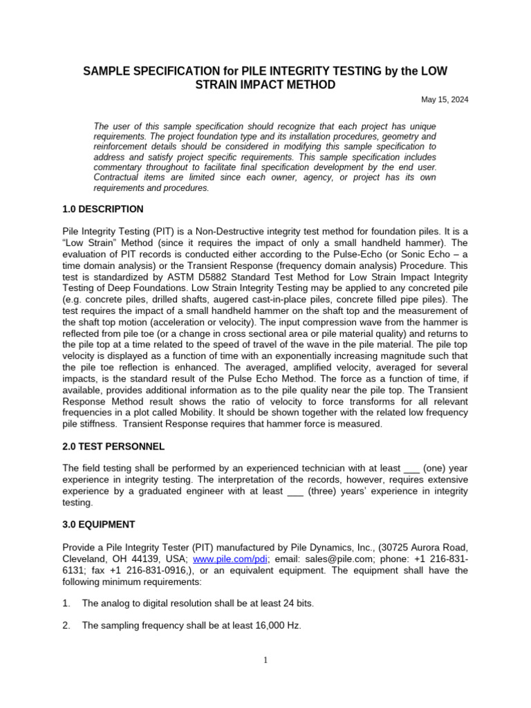 sample-specification-for-Pile-Integrity-Testing-by-the-Low-Strain ...