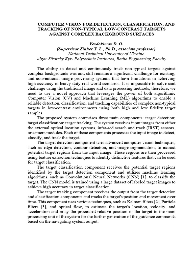 Yevdokimov Thesis Stud Conf RTF 2023 Eng 30.04 rv2 | PDF | Computer Vision | Machine Learning