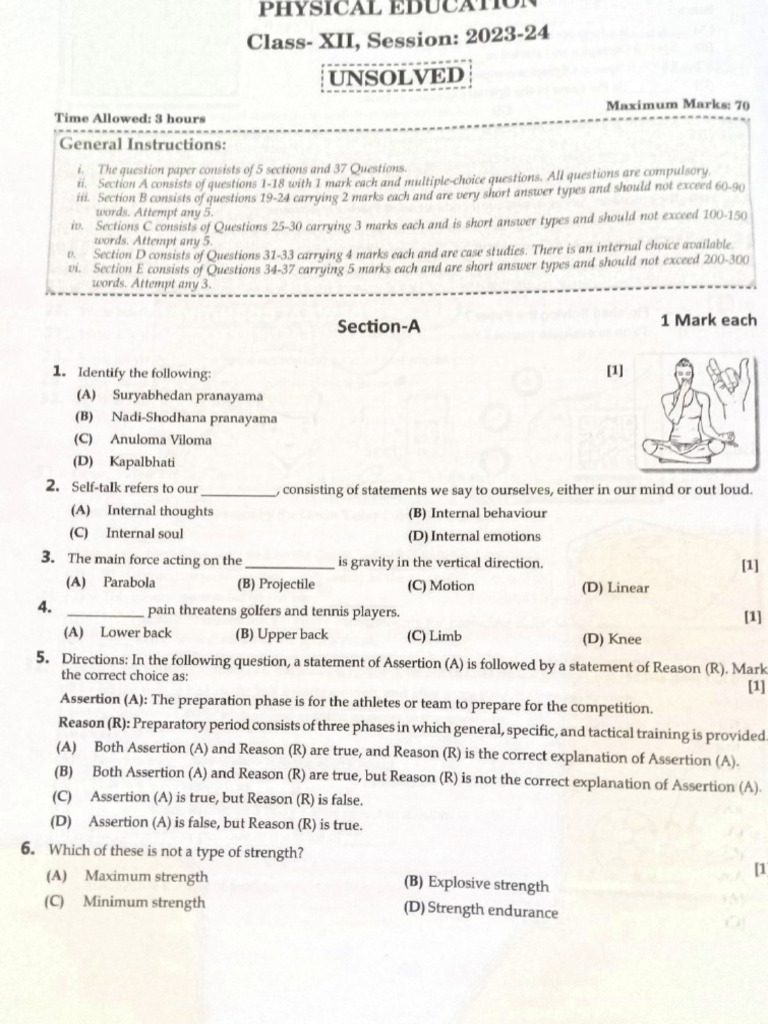 Physical Education Class XII Questions Paper | PDF