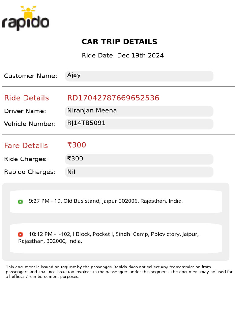 Rapido Invoice | PDF