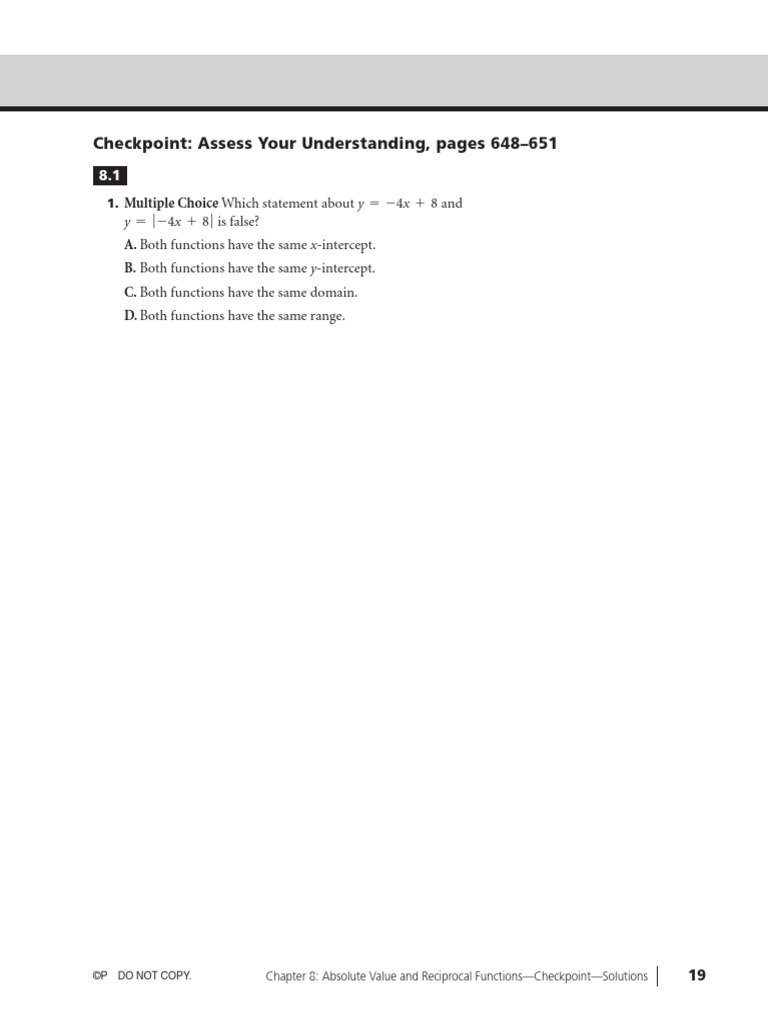 Pearson Worktext 11 - 8.2+ Checkpoint | PDF | Function (Mathematics ...