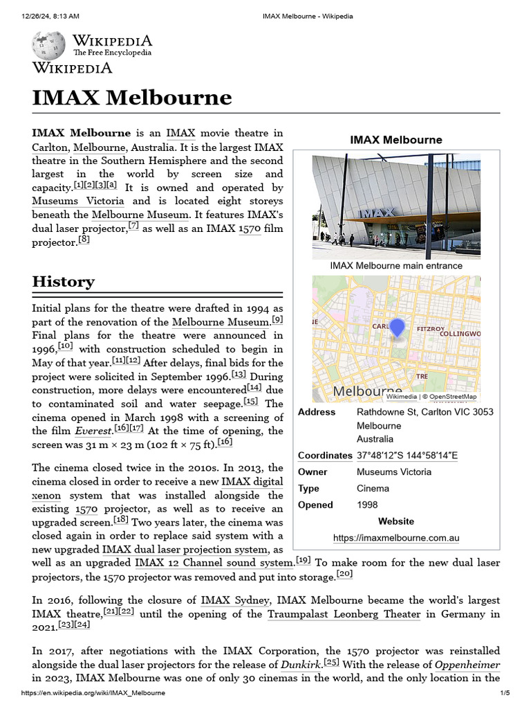 IMAX Melbourne - Wikipedia | PDF