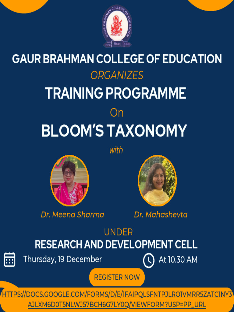Bloom's Taxonomy Training Registration | PDF