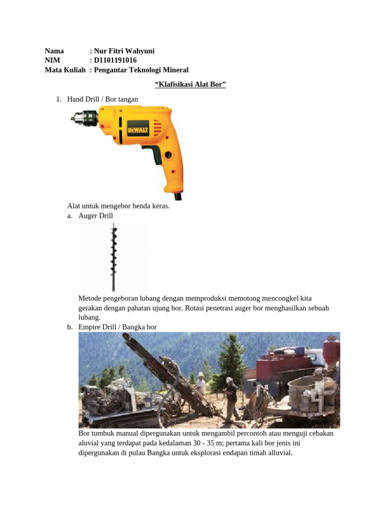 Klasifikasi Alat Bor | PDF