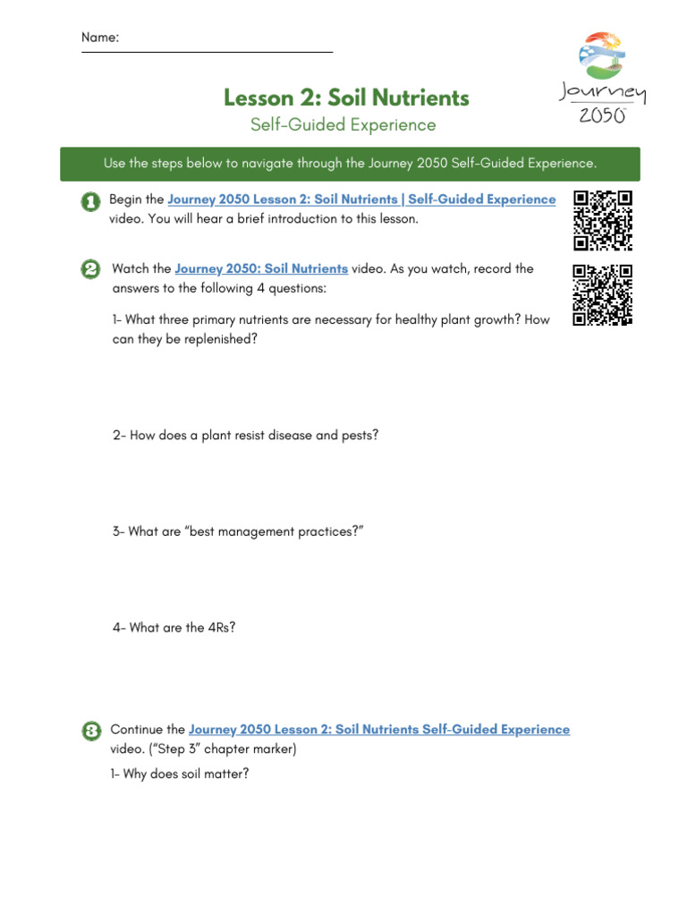 J2050 Lesson 2 Self Guided Handout | PDF | Plant Nutrition | Soil