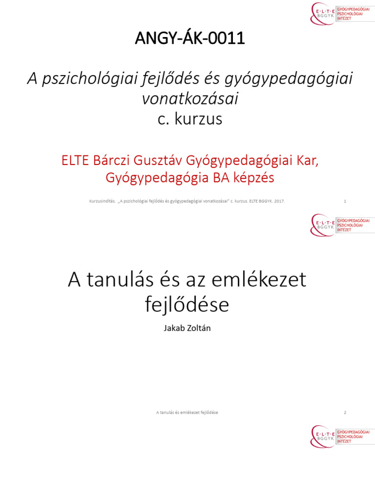 Pszich Fejl 05 Tanulás Emlékezet2023 | PDF