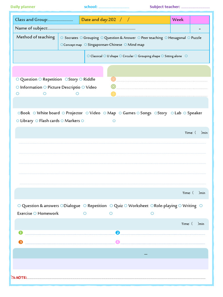 daily planer | PDF | Cognition | Pedagogy