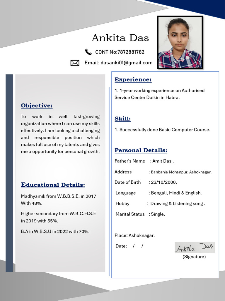 Ankita Das New CV | PDF