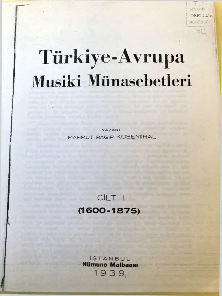 Gazimihal Turkiye Avrupa Musiki Munasebetleri | PDF