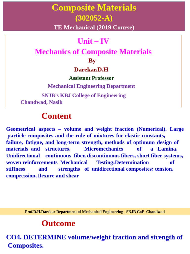 Unit 4 Mechanics of Composite Materials | PDF | Strength Of Materials ...
