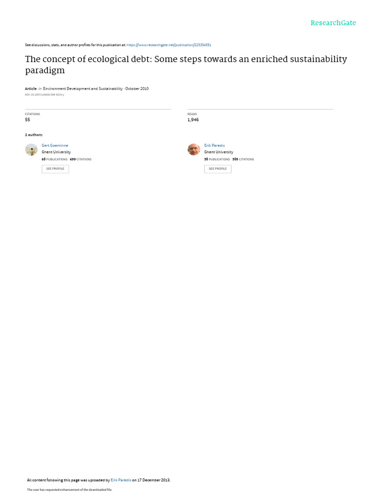 Ecological Debt and Sustainability | PDF | Ecology | Resource Depletion