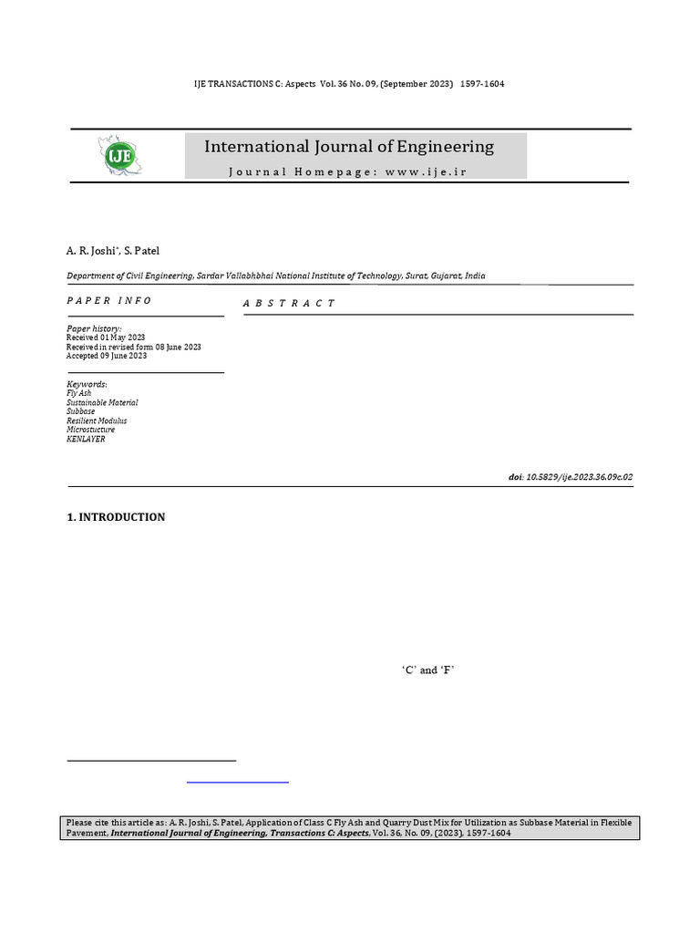 Joshi and Patel (2023) | PDF | Construction Aggregate | Road Surface
