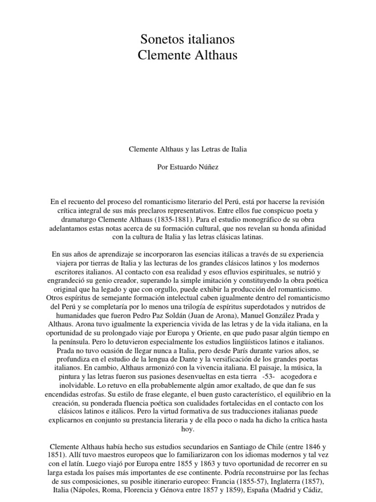 Sonetos Italianos de Clemente Althaus | PDF | Italia | Salmos