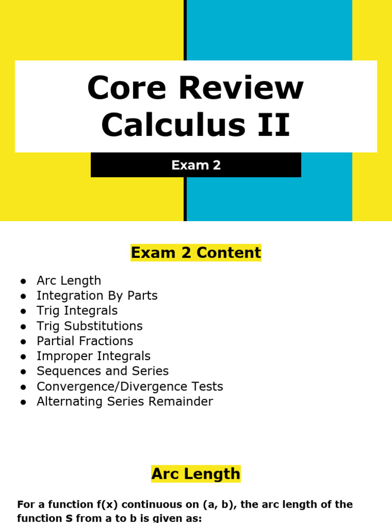 Core Review Calculus II Exam 2 Solutions | PDF | Integral | Sequence