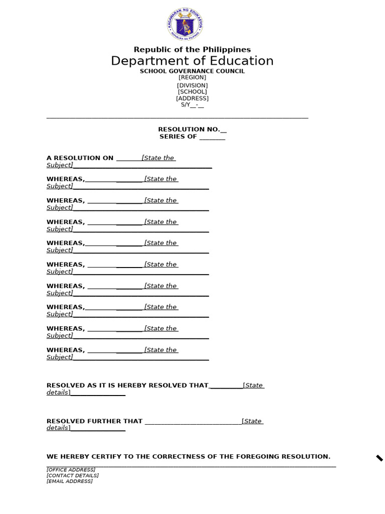 [SGC] Resolution Template | PDF | Government