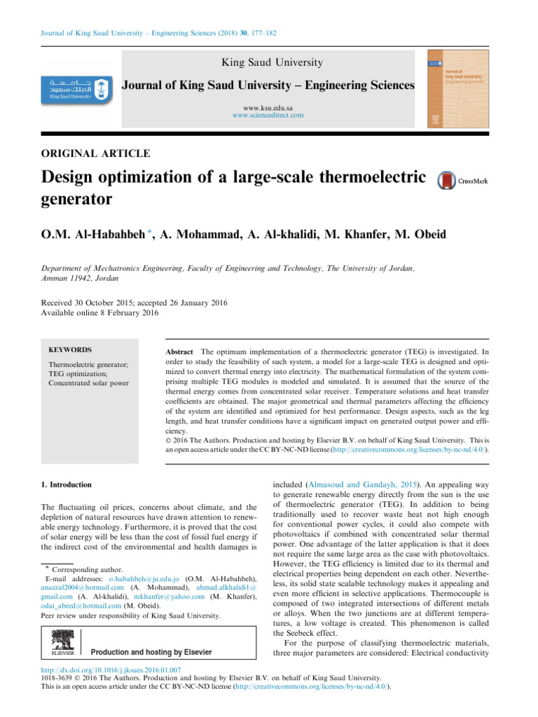Design Optimization Of A Large Scale Thermoelectricgenerator Pdf