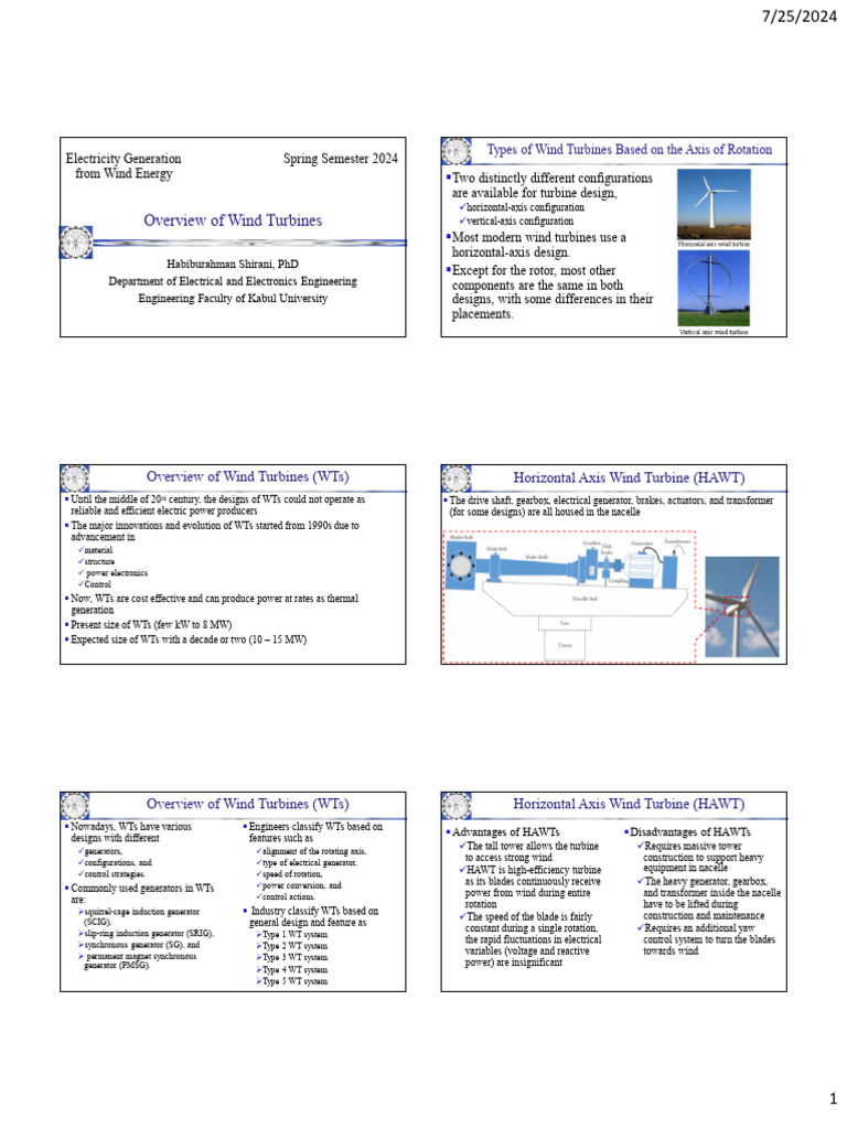 4 - Overview of Wind Turbines | PDF | Electric Generator | Wind Turbine