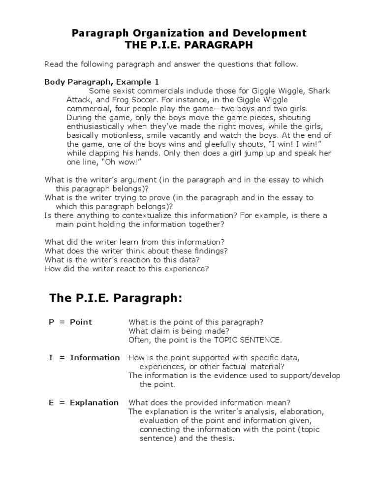 Pie Paragraph | PDF | Essays | Information