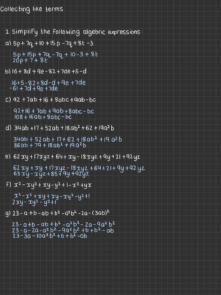 Collecting Like Terms | PDF