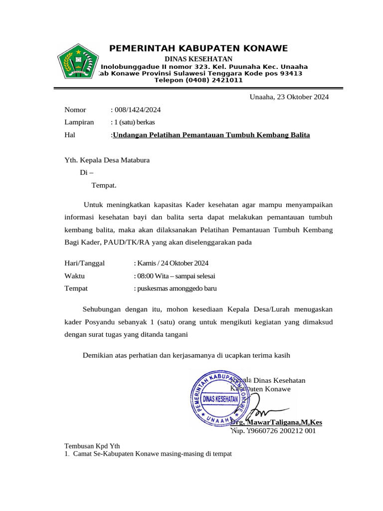 surat perintah pelatihan KADER | PDF