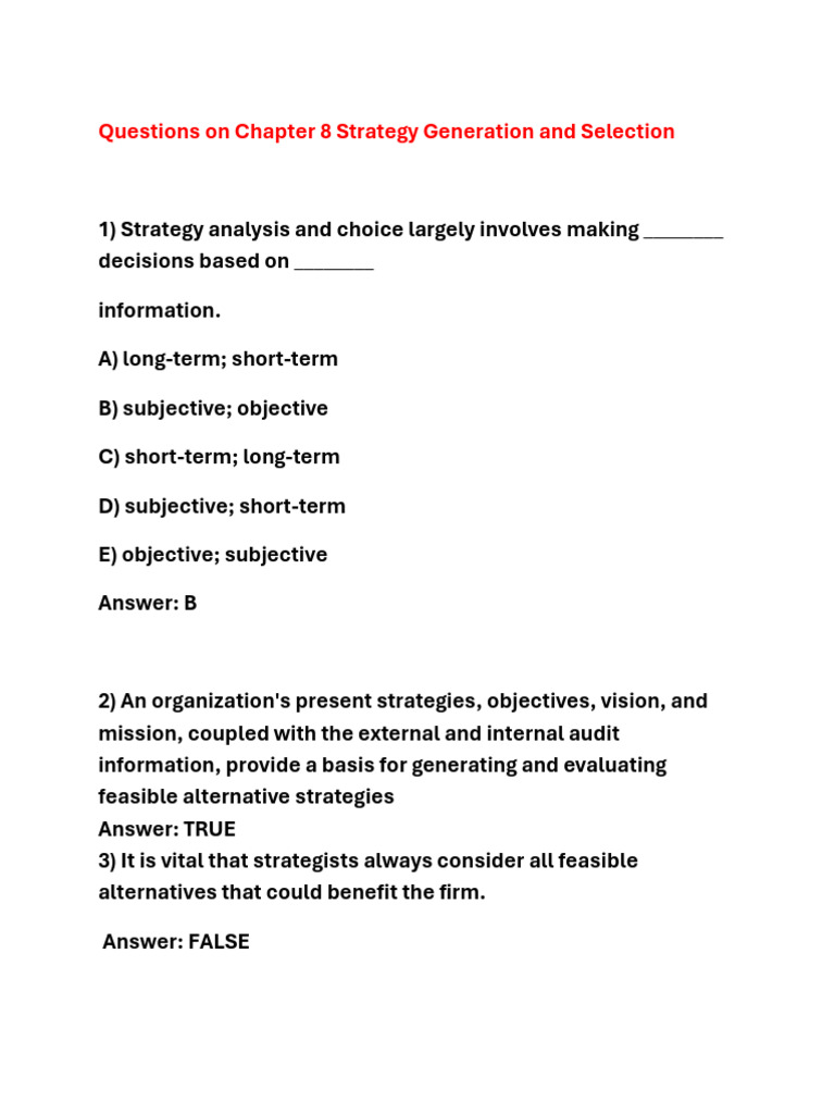 Strategy Generation and Selection Insights | PDF | Economies | Business Economics