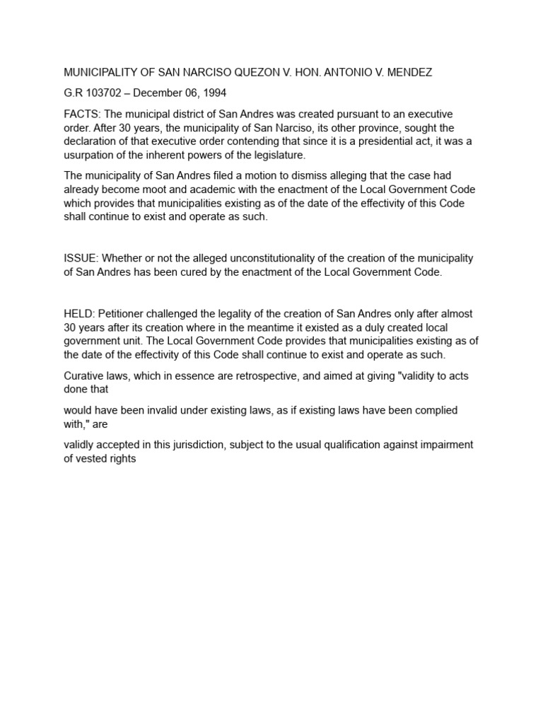 MUNICIPALITY OF SAN NARCISO QUEZON V | PDF | Foreclosure | Labour Law
