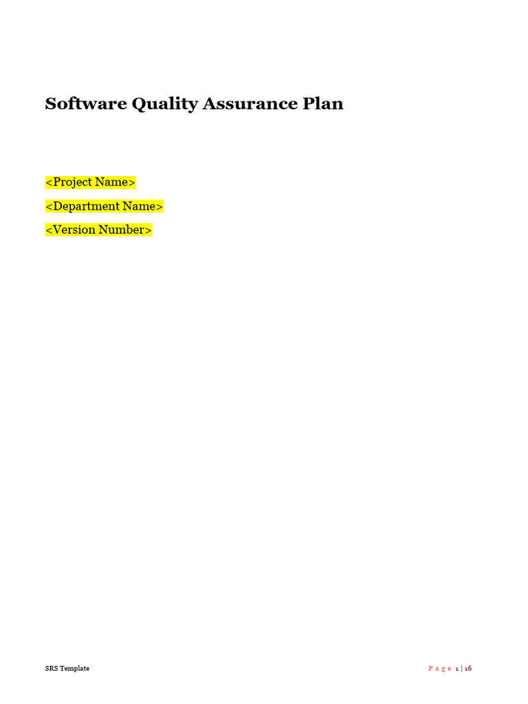 Software Quality Assurance Plan | PDF | Software Testing | Graphical ...