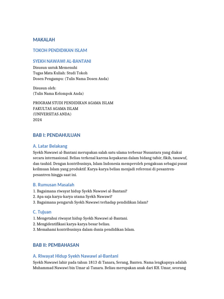 Kontribusi Syekh Nawawi al-Bantani | PDF