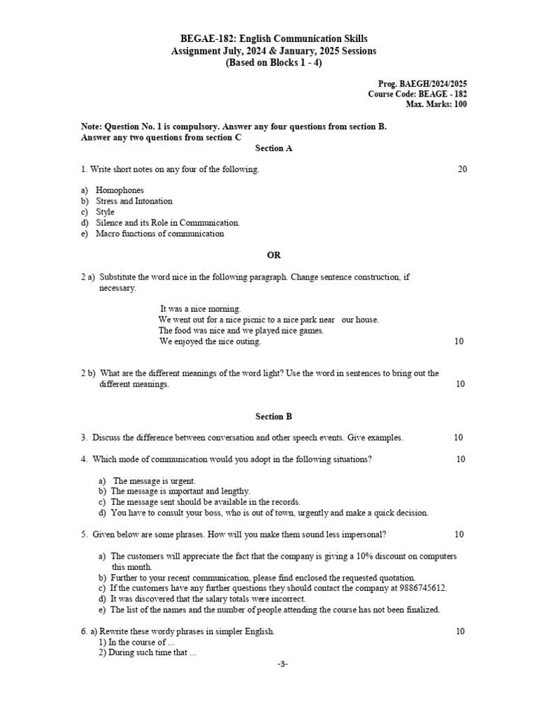 BEGAE-182-EM-2024-25-MP | PDF | Stress (Linguistics) | Liberty BEGAE-182-EM-2024-25-MP | PDF | Stress (Linguistics) | Liberty