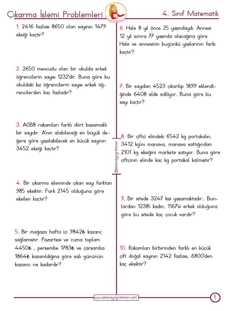 Sinif Cikarma Islemi Problemleri | PDF