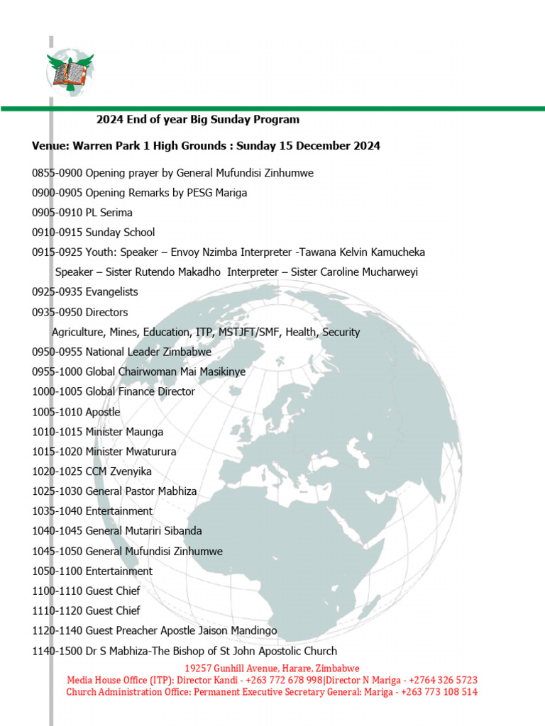 2024 St John Apostolic Church Program | PDF