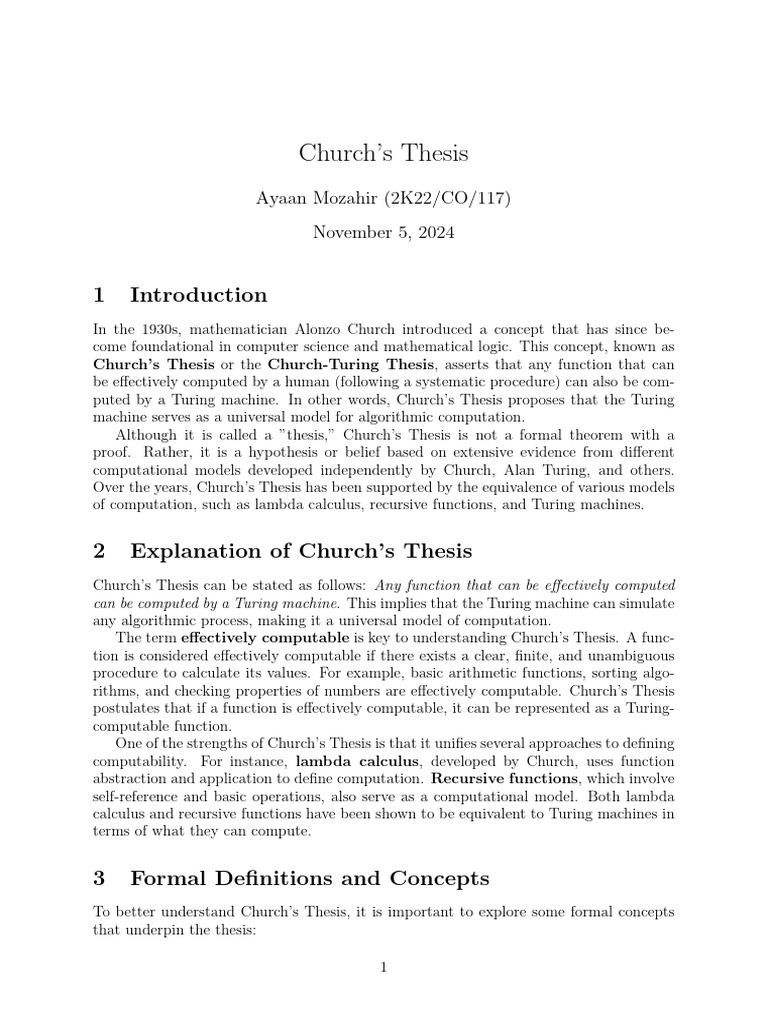 Church Thesis | PDF | Algorithms | Function (Mathematics)