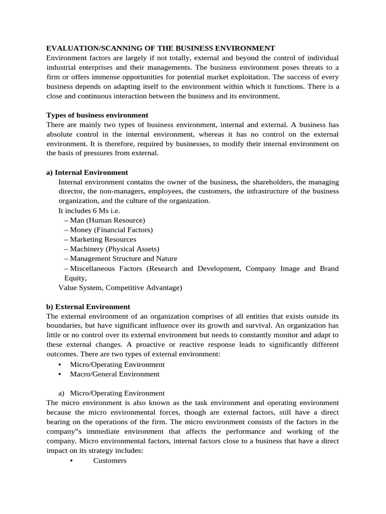 Scanning-Evaluating The Business Environment | PDF | Entrepreneurship ...