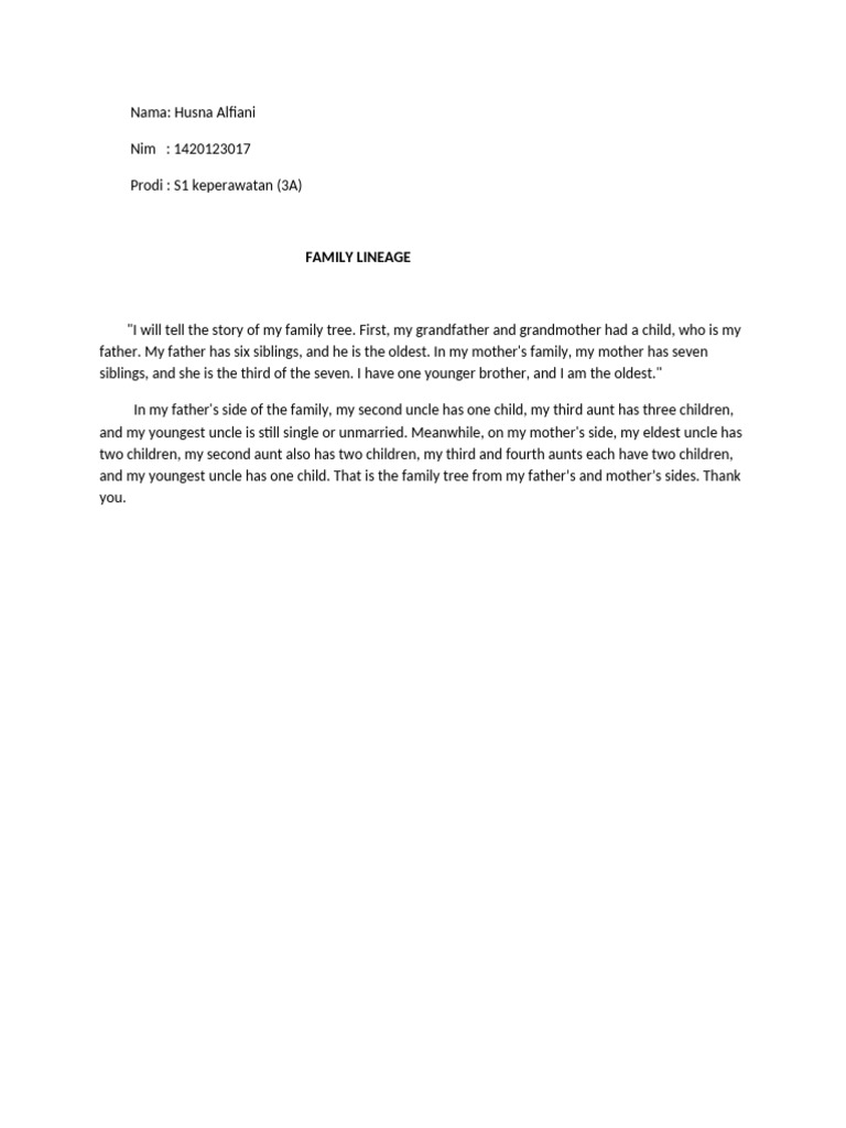 Tgs Bhs Inggris Silsilah Keluarga | PDF