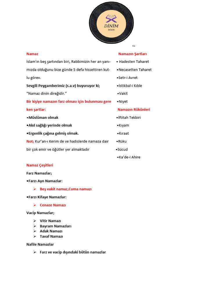 Dinim İslam Namaz | PDF