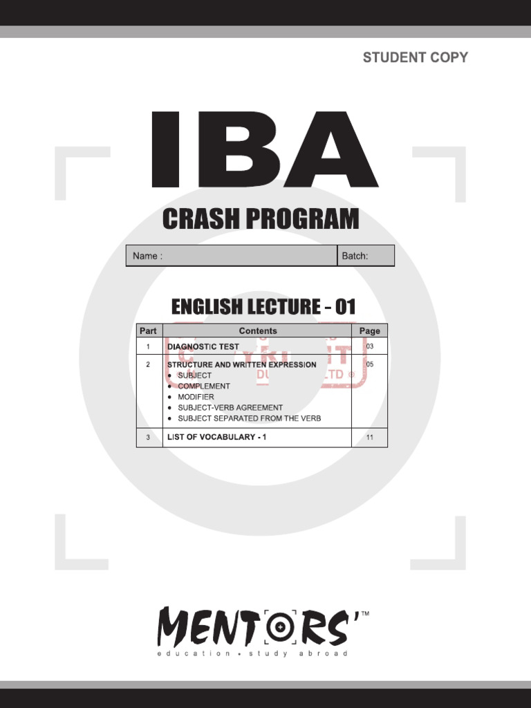 English Crash Lecture 1 (PRT) | PDF