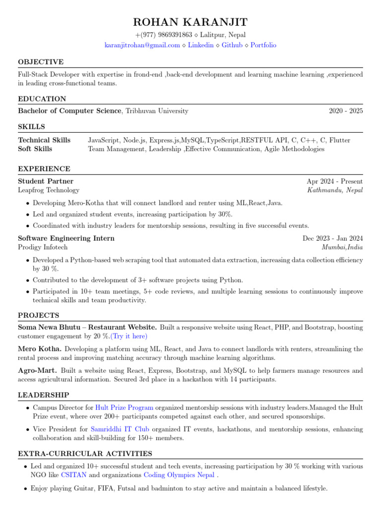 rohan_resume_241021_191909 | PDF | Computing | Computer Science