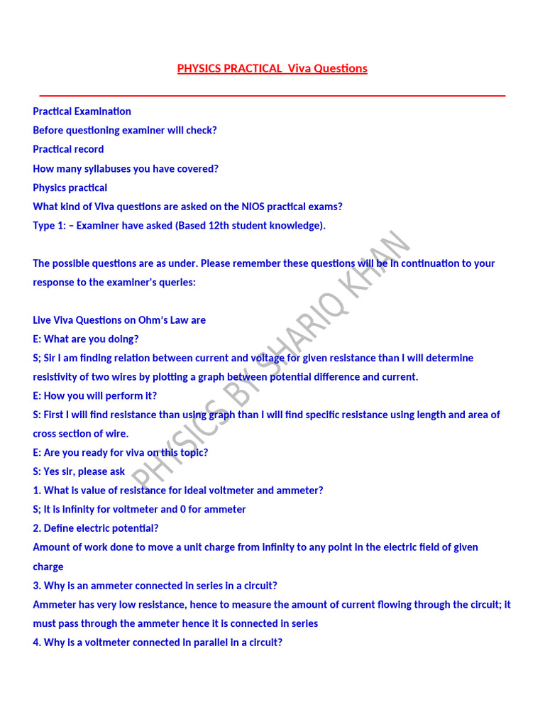 Viva Voce in Physics Xii | PDF | P–N Junction | Electrical Resistance And Conductance
