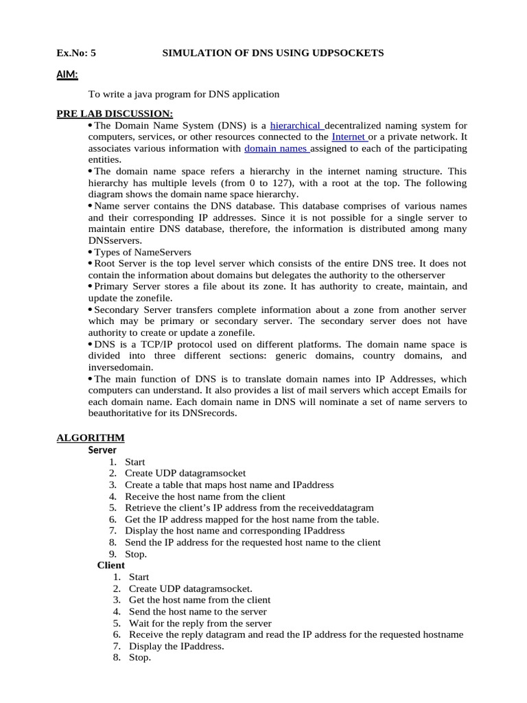 CN LAB Ex5 | PDF | Domain Name System | Domain Name