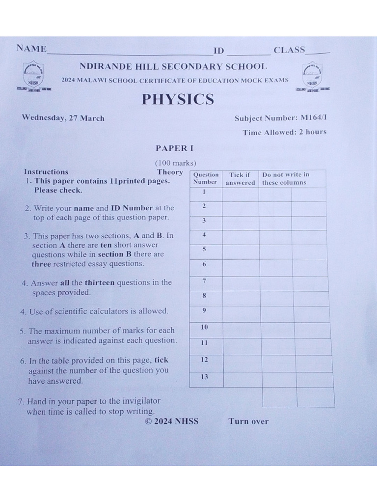 Ndirande Hill Physics | PDF